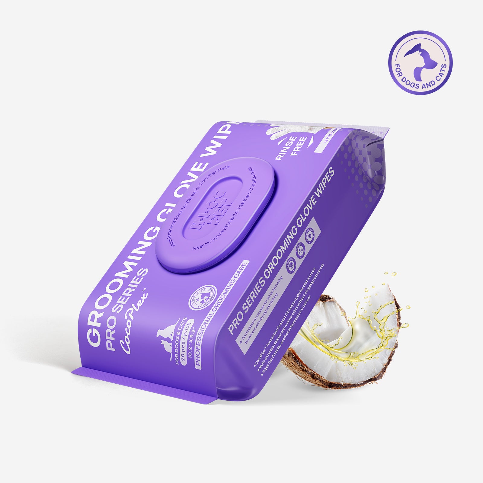 Grooming Glove Wipes PRO Series for Dogs & Cats - Deodorizing & No-Rin ...
